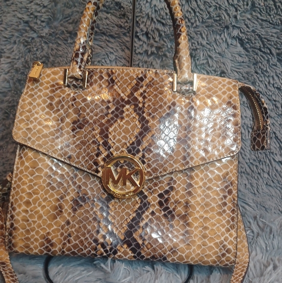 Michael Kors | Bags | Michael Kors Python Satchel With Shoulder Strap ...